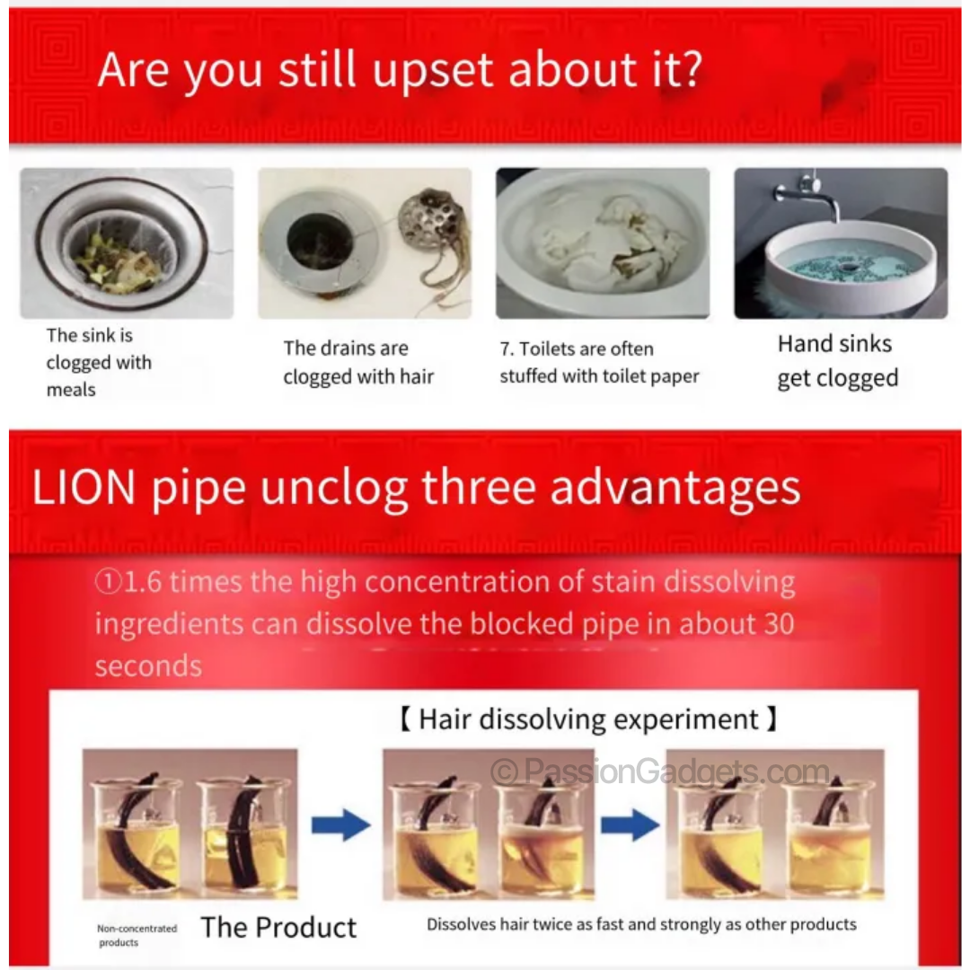 Lion Pipeman's Advanced Pipe Cleaning Arsenal: Unblock Drains with ...